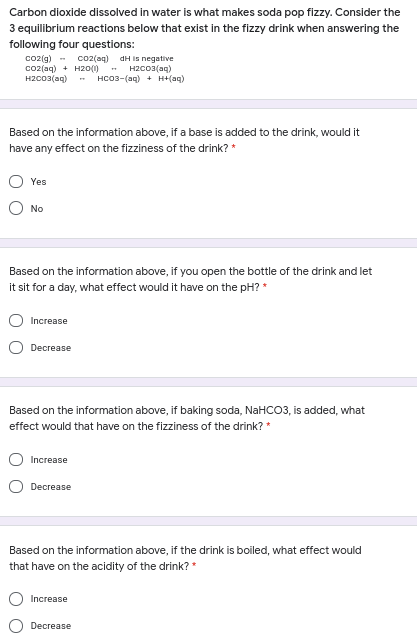 Solved Carbon dioxide dissolved in water is what makes soda | Chegg.com