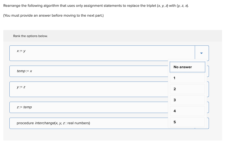 Solved Rearrange The Following Algorithm That Uses Only 