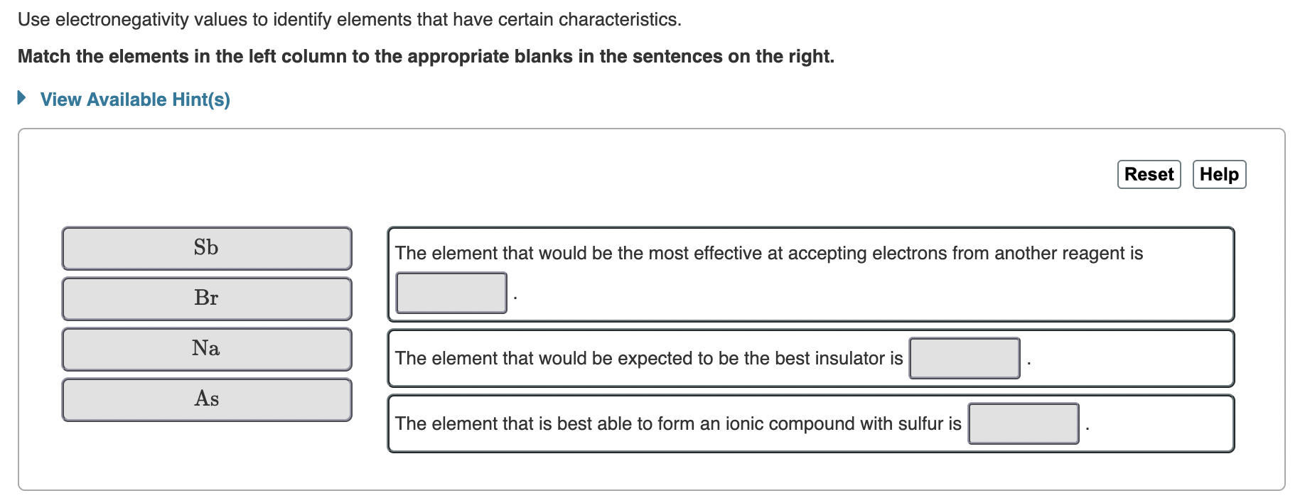 Solved Use electronegativity values to identify elements | Chegg.com