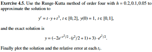 Solved Exercise 4.5. Use the Runge-Kutta method of order | Chegg.com