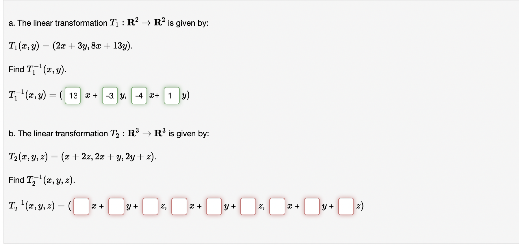 Solved a. The linear transformation T1:R2→R2 is given by: | Chegg.com