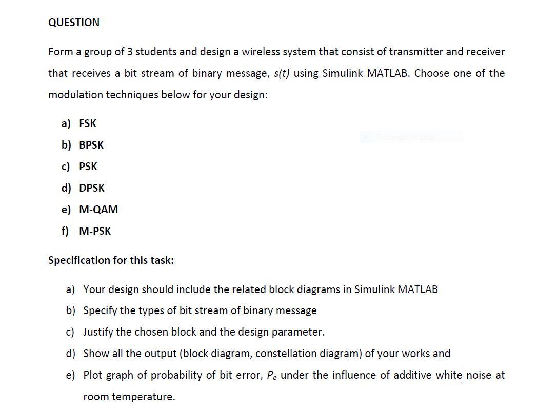 Solved QUESTION Form a group of 3 students and design a | Chegg.com