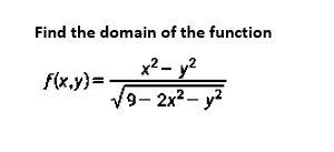 Solved Find the domain of the function f(x,y)=9−2x2−y2x2−y2 | Chegg.com