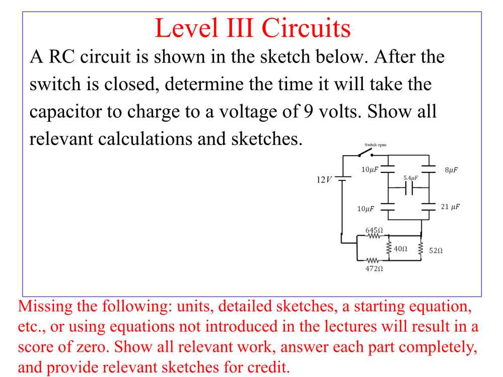 Solved Level III Circuits A RC circuit is shown in the | Chegg.com