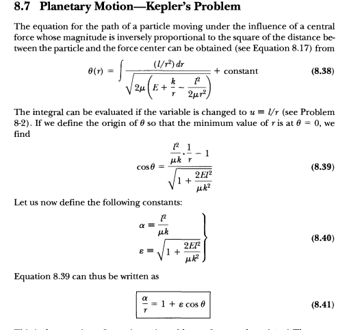 8.7 Planetary Motion-Kepler's Problem The equation | Chegg.com