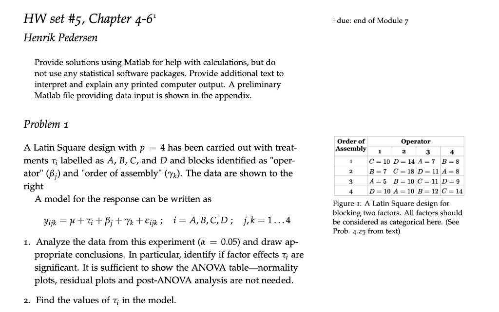 HW set #5, Chapter 4−61 1 due: end of Module 7 Henrik | Chegg.com