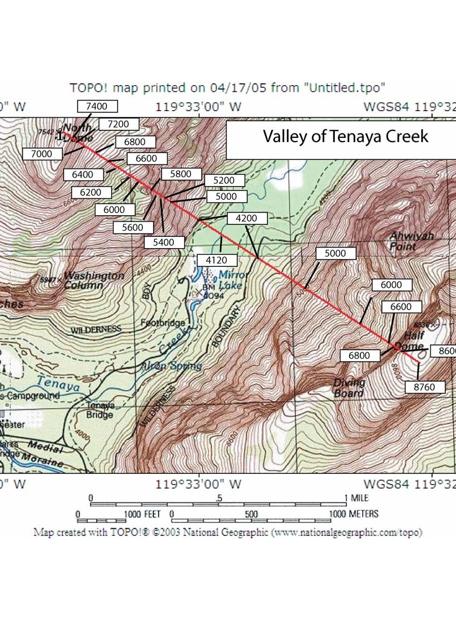 Solved Map 1: Tenaya CreekUsing the Tenaya Creek profile | Chegg.com