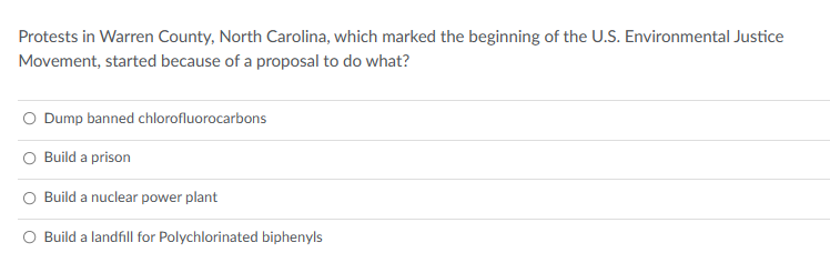 Solved Protests in Warren County, North Carolina, which | Chegg.com