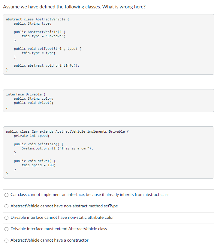 Solved Assume we have defined the following classes. What is | Chegg.com