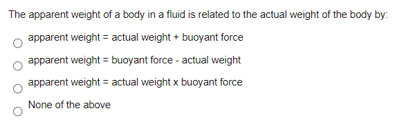 Solved The apparent weight of a body in a fluid is related | Chegg.com