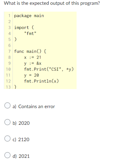 Solved What is the expected output of this program? | Chegg.com