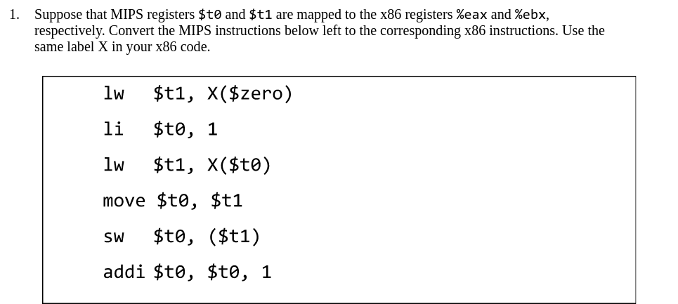 Solved Suppose that MIPS registers $ t0 ﻿and $t1 ﻿are mapped | Chegg.com