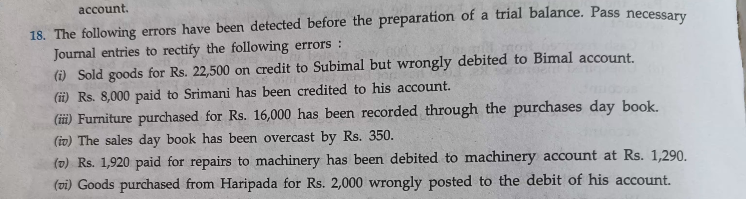 Solved account.18. ﻿The following errors have been detected | Chegg.com