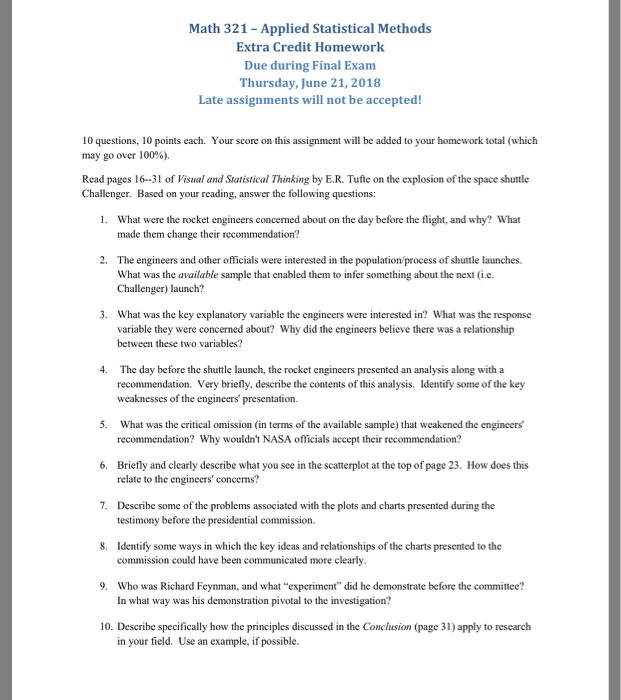 Math 321 Applied Statistical Methods Extra Credit Chegg