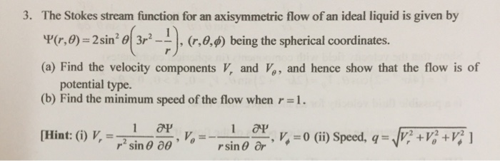 Solved The Stokes Stream Function For An Axisymmetric Flow