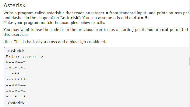 Solved Asterisk Write a program called asterisk.c that reads | Chegg.com Solved Asterisk Write a program called asterisk.c that reads | Chegg.com