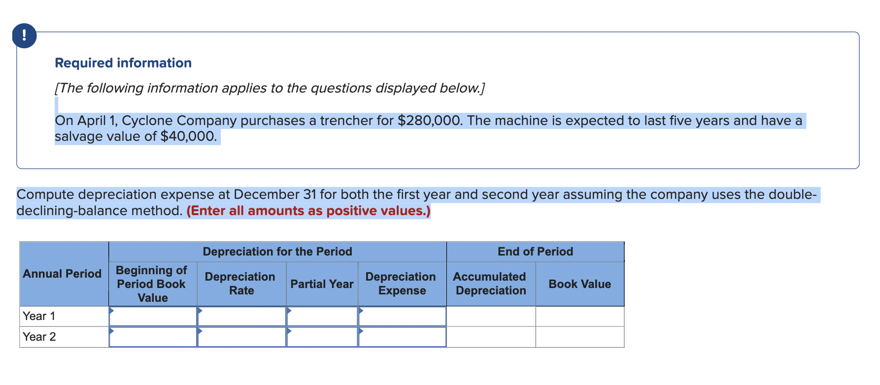Solved On April 1, Cyclone Company purchases a trencher for | Chegg.com