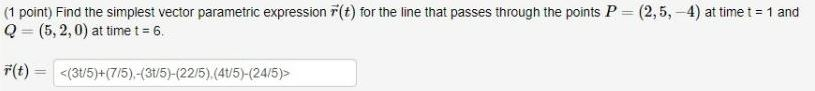 Solved (1 point) Find the simplest vector parametric | Chegg.com