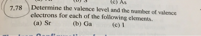 Solved Determine the valence level and the number of valence | Chegg.com