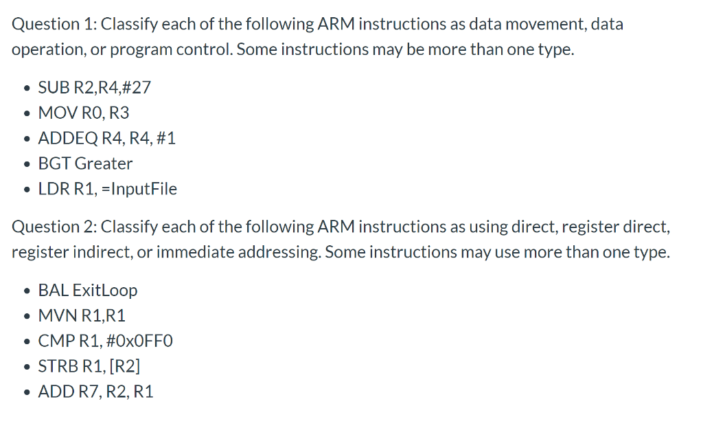 Solved This is a question related to ARMSim Assembly for | Chegg.com