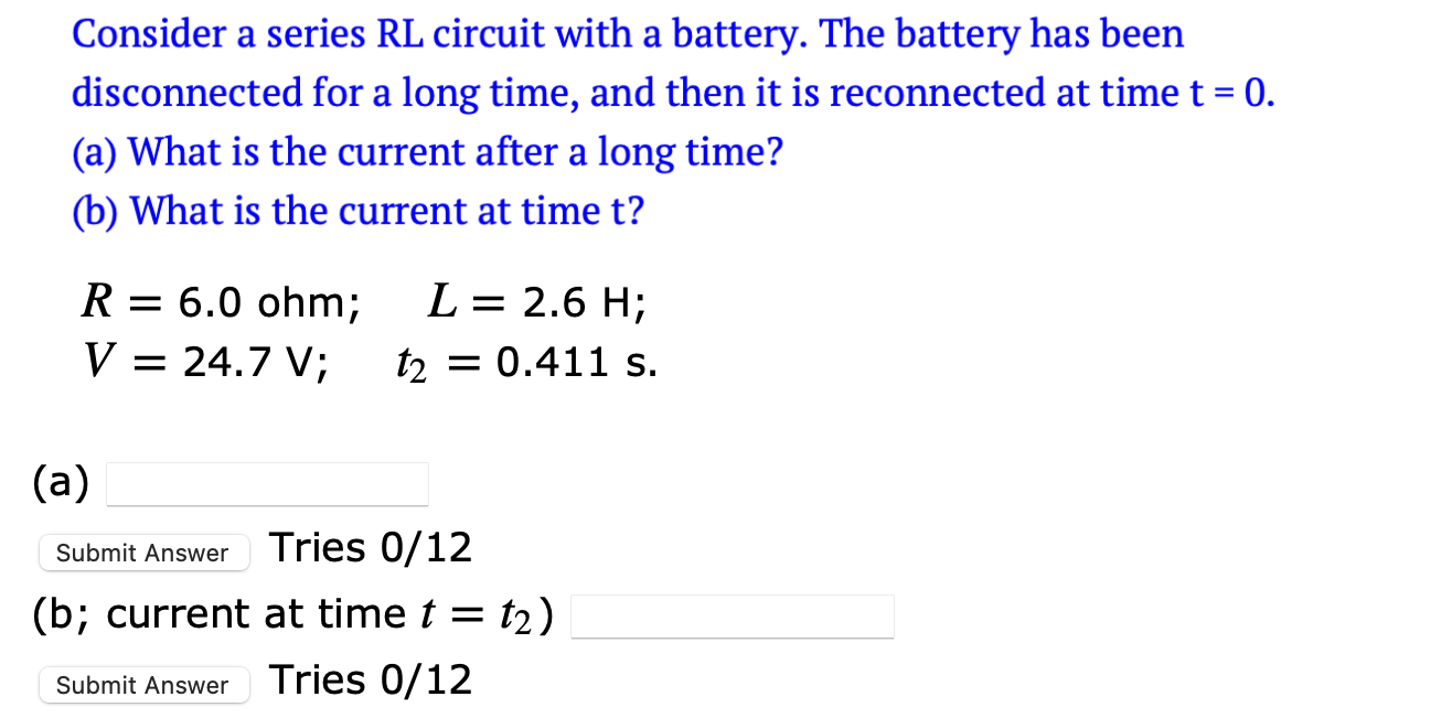 Solved Consider a series RL circuit with a battery. The | Chegg.com