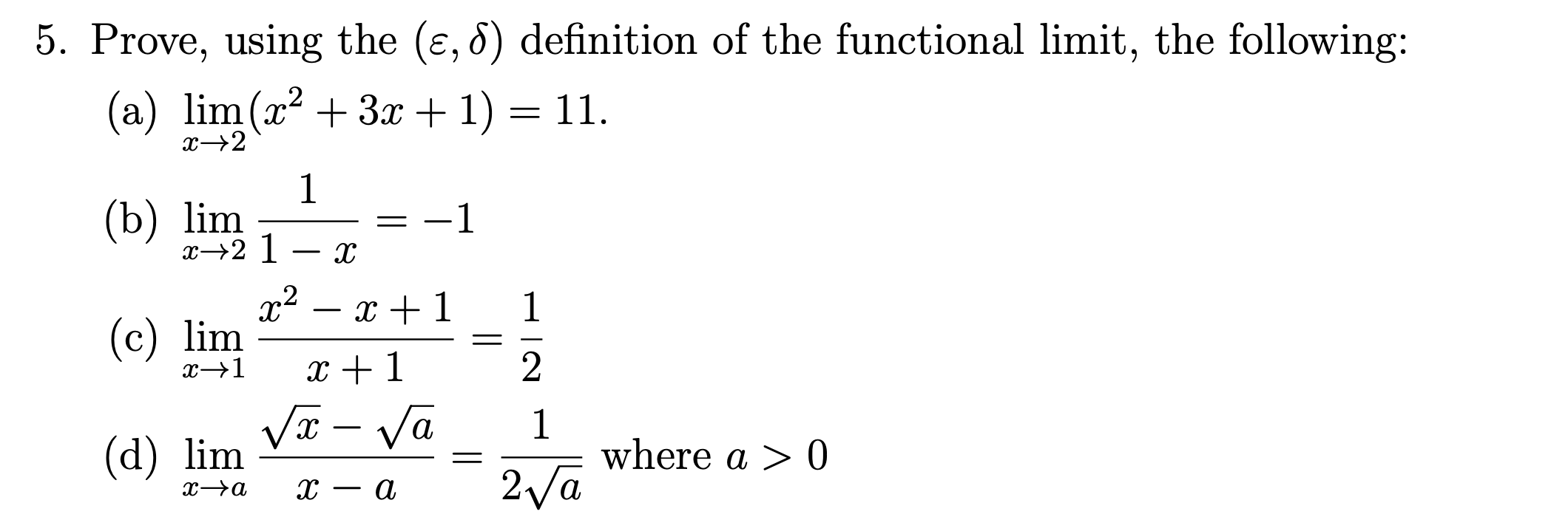 Solved 5. Prove, using the (€, 8) definition of the | Chegg.com