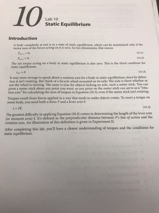 Solved Experiment I: Simple Torque Balancing Questions 1 1 | Chegg.com