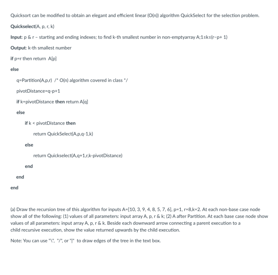 Solved Quicksort can be modified to obtain an elegant and | Chegg.com