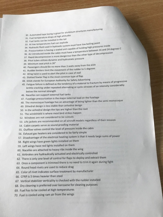 Solved 1. 2. 3. All airplanes have landing gears Ribs give | Chegg.com