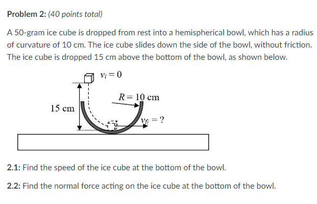 Solved A 50-gram ice cube is dropped from rest into a | Chegg.com