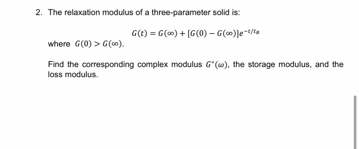 2. The relaxation modulus of a three-parameter solid | Chegg.com