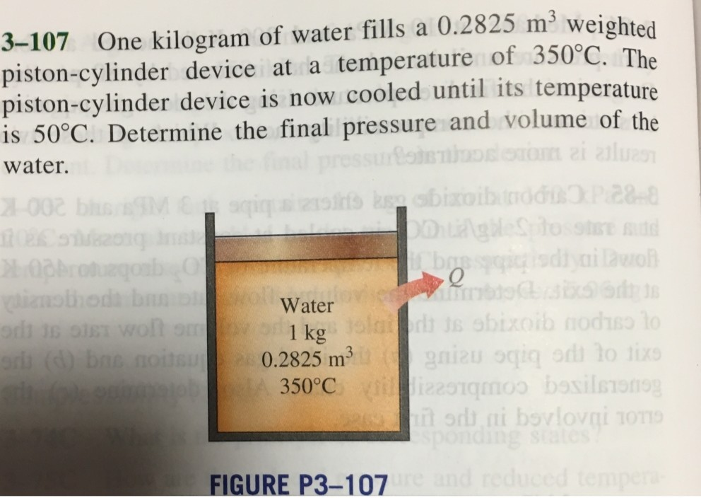 Solved 3-107 One kilogram of water fills a 0.2825 m3 | Chegg.com