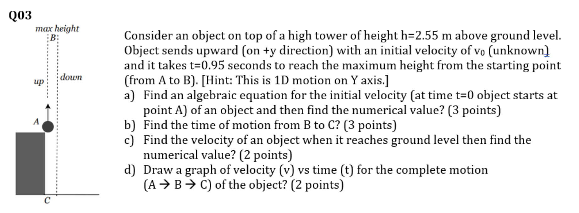 Solved Consider an object on top of a high tower of height | Chegg.com