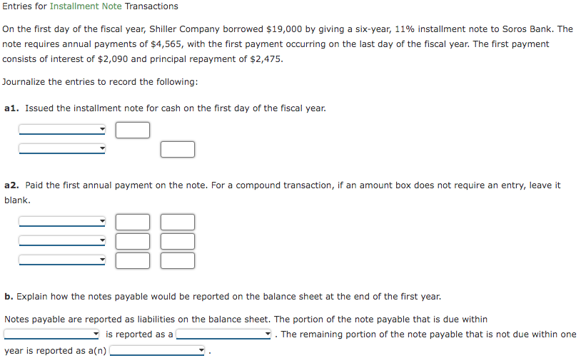 Solved Entries for Installment Note Transactions On the | Chegg.com