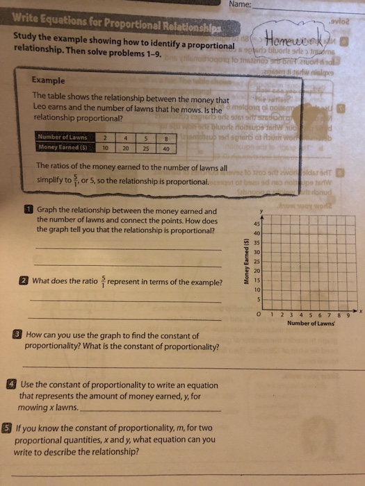 Solved Name : Write Equations for Proportional Relationshlps | Chegg.com