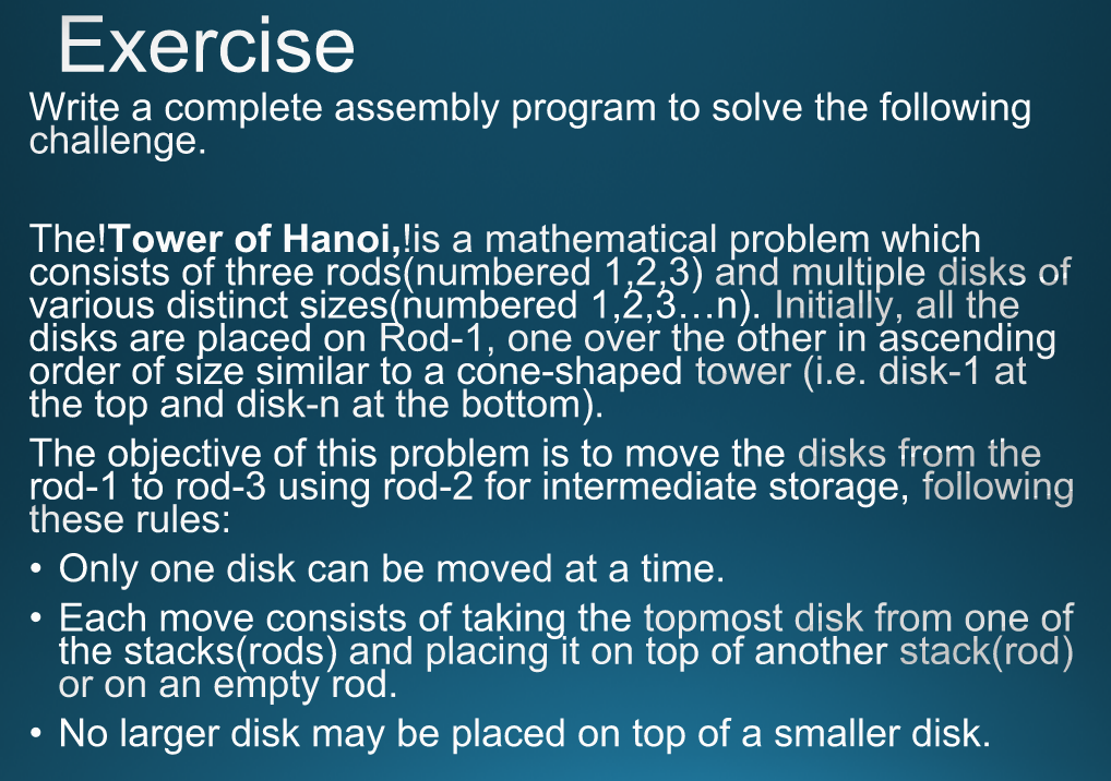 Solved Exercise Write a complete assembly program to solve | Chegg.com