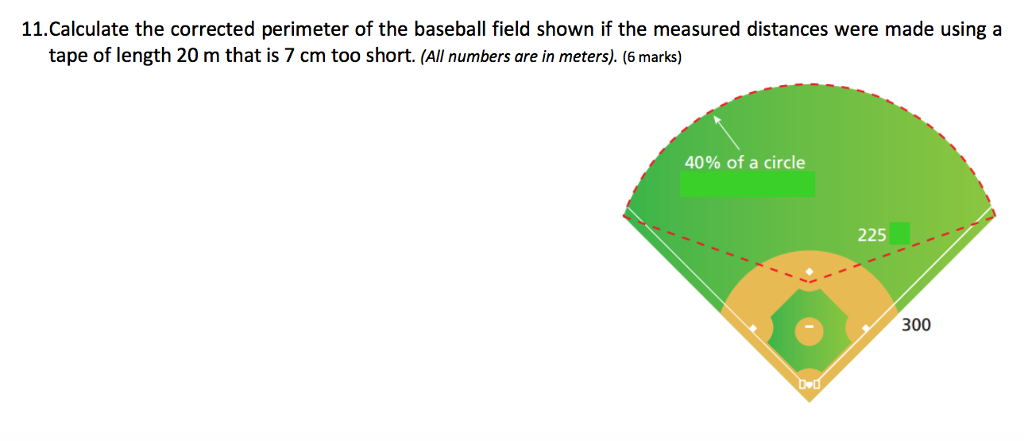 Solved 11.Calculate the corrected perimeter of the baseball | Chegg.com