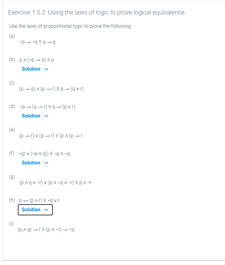 Solved Exercise 1 5 2 Using The Laws Of Logic To Prove Chegg