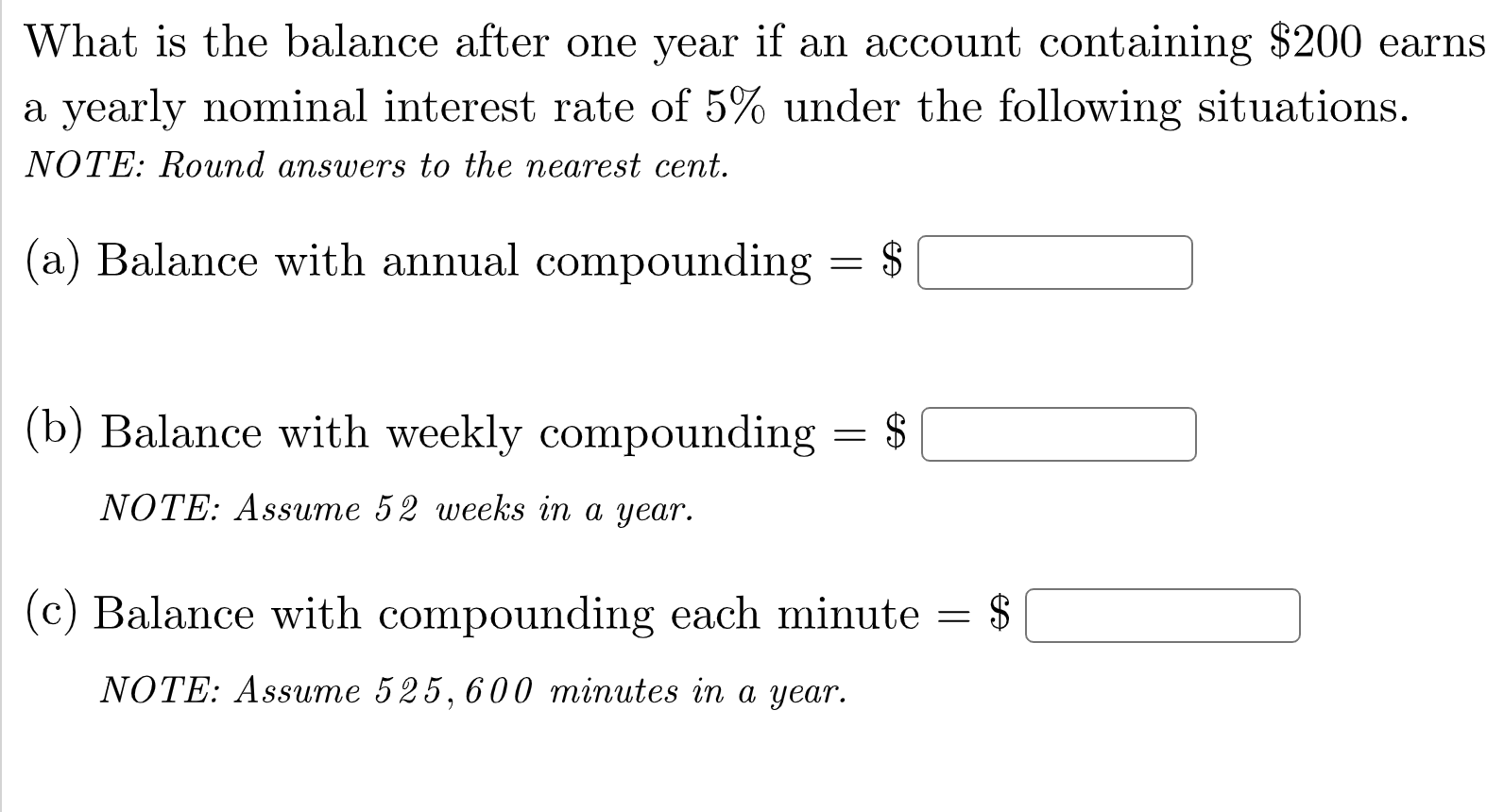 Solved What is the balance after one year if an account | Chegg.com