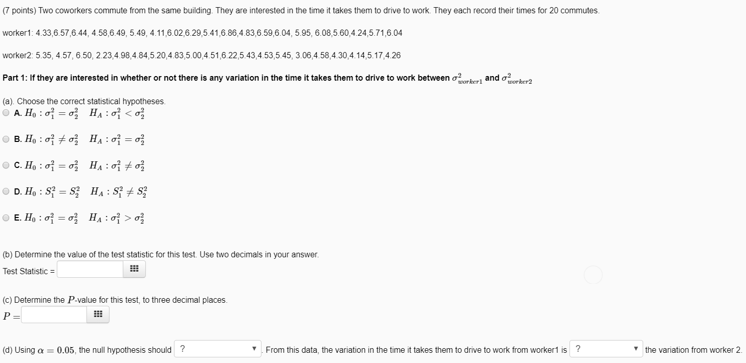 Solved (7 points) Two Coworkers commute from the same | Chegg.com