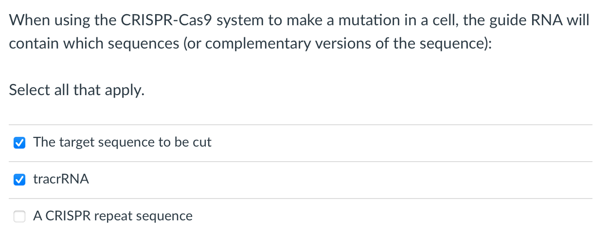 Solved When using the CRISPR-Cas9 ﻿system to make a mutation | Chegg.com