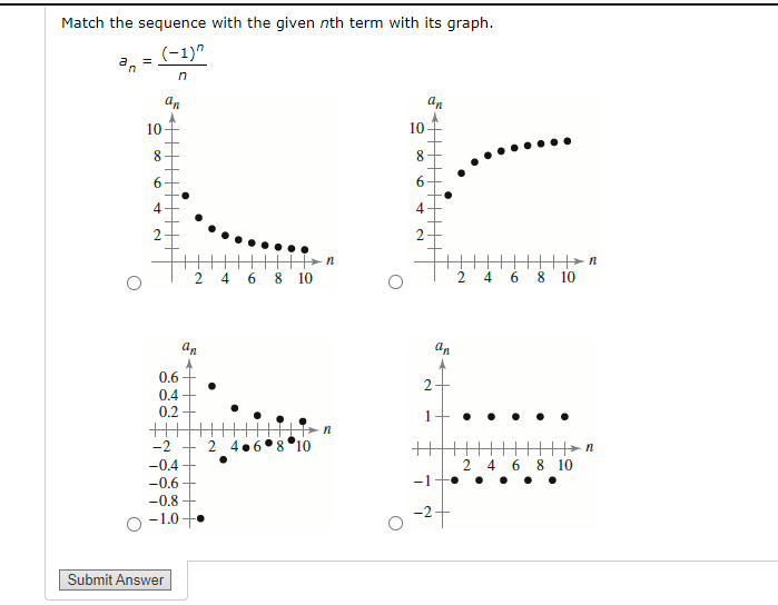 Solved Match the sequence with the given nth term with its | Chegg.com