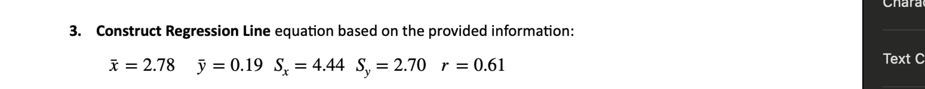 Solved by an EXPERT Construct Regression Line equation based on ﻿the | Chegg.com