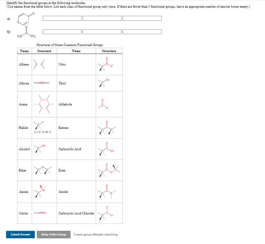 Solved Identify the functional groups in the following | Chegg.com