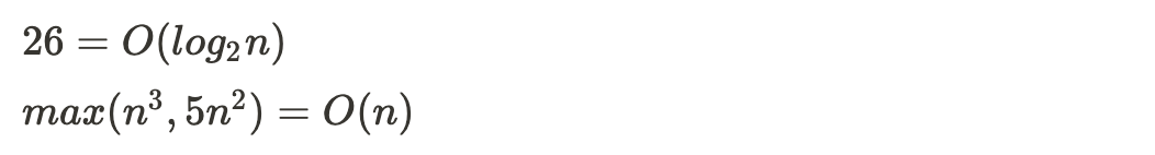 Solved 26 = O(log2n) max(nº, 5n2) = O(n) | Chegg.com