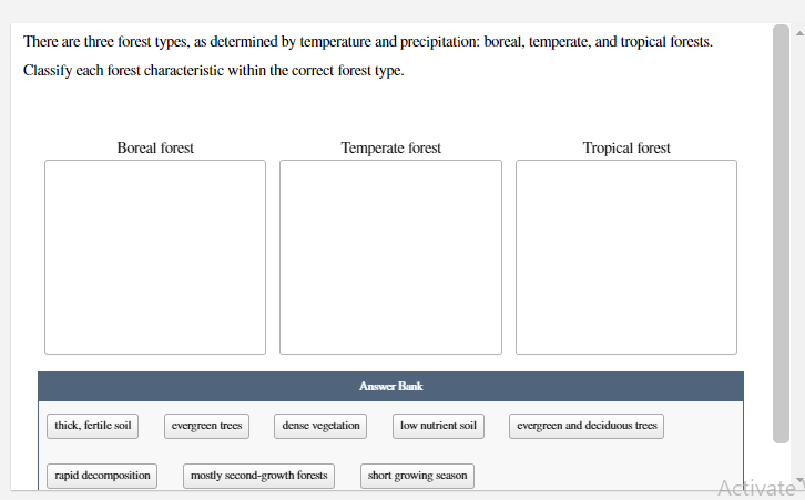 Solved There are three forest types, as determined by | Chegg.com