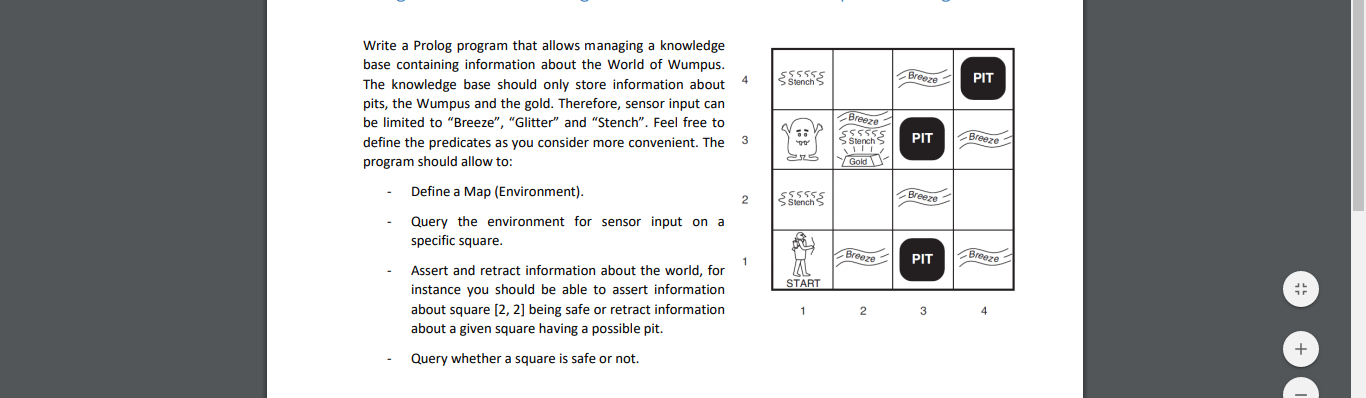A wumpus world problem but the sensors should be | Chegg.com