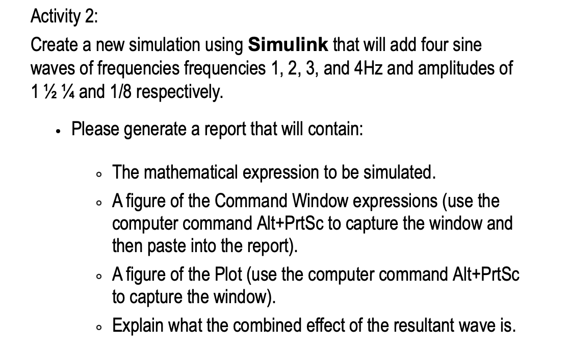 Solved Create a new simulation using Simulink that will add | Chegg.com