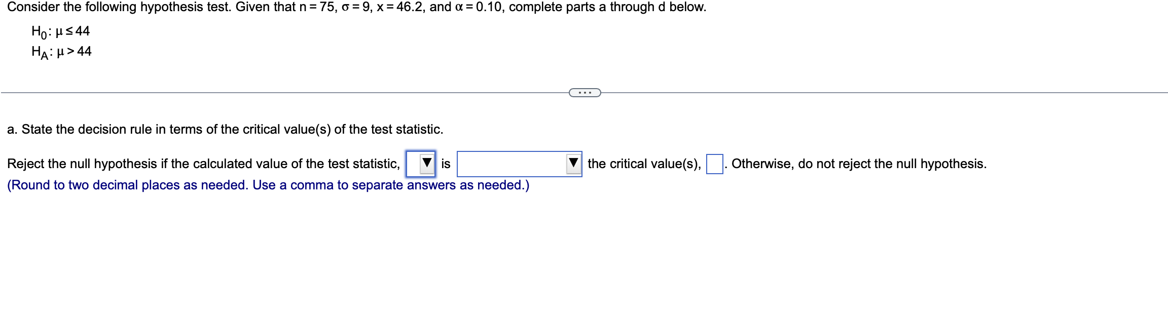 Solved Consider The Following Hypothesis Test Given That 5227