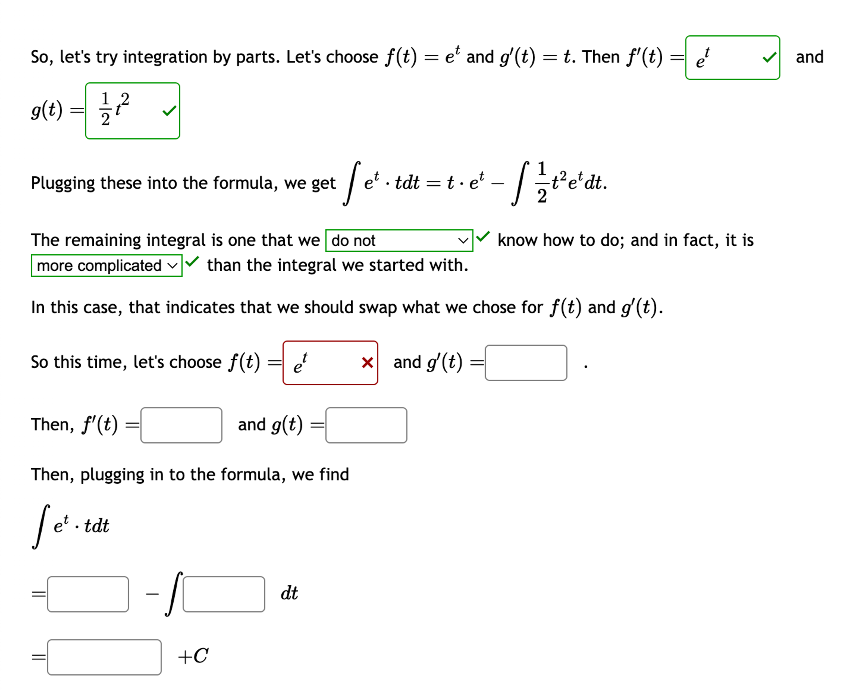 Solved So, ﻿let's try integration by parts. Let's choose | Chegg.com